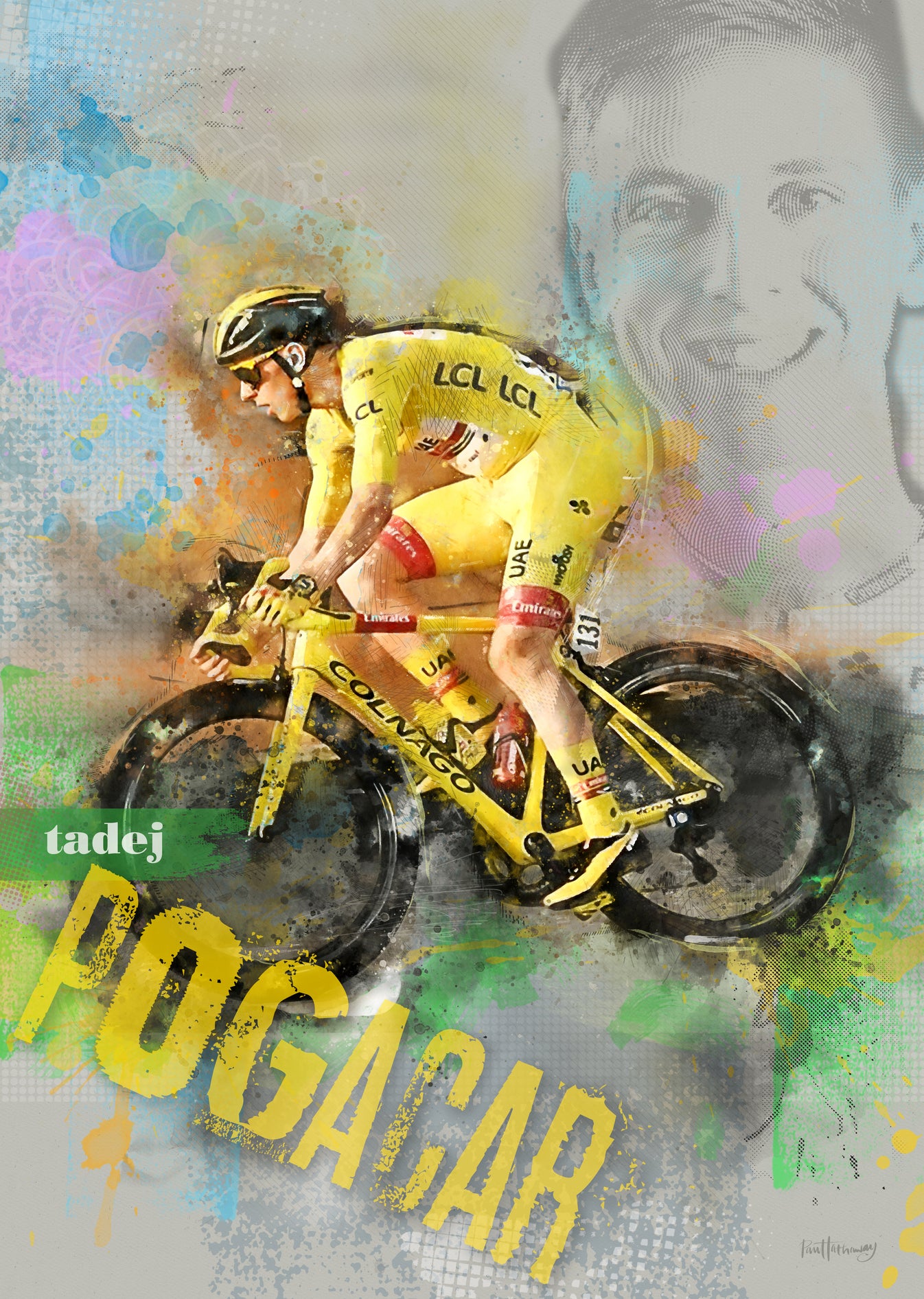 Tadej Pogacar - Cycling Art Print - Option 1 – Arty Print Creations